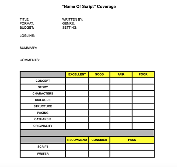 Simple Guide to Formatting and Writing Studio Script Coverage - ScreenCraft