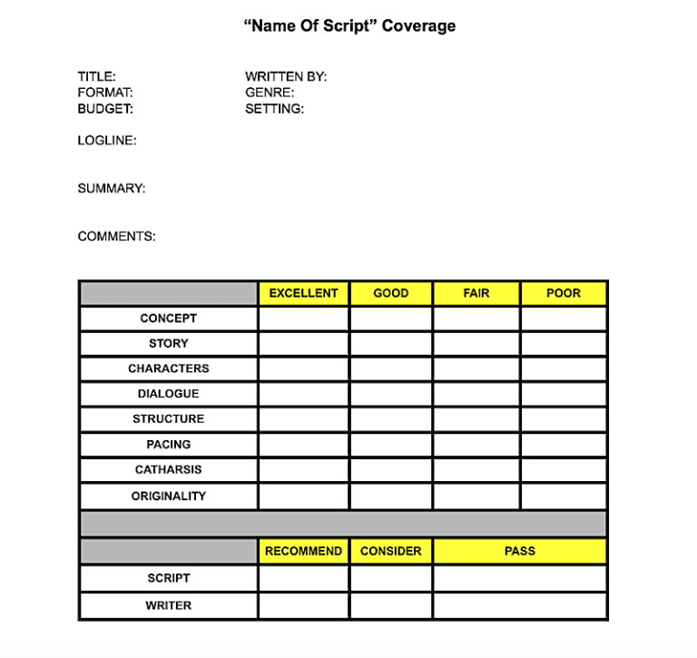 Simple Guide to Formatting and Writing Studio Script Coverage - ScreenCraft